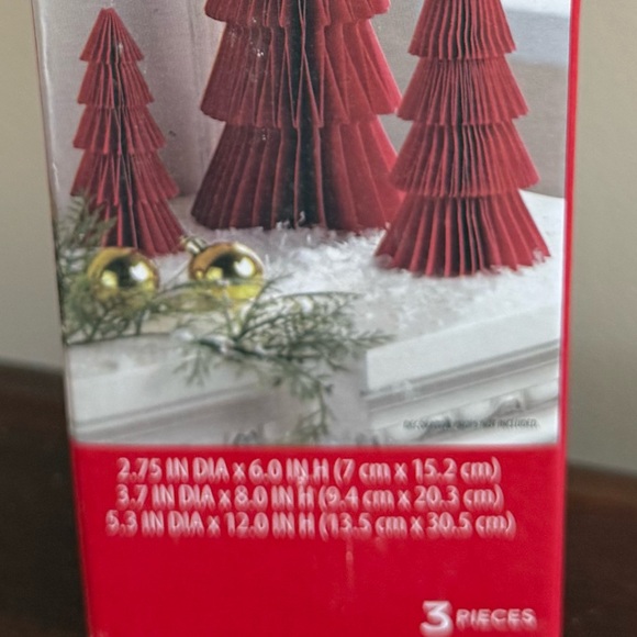 Holiday Time | Holiday | New Set Of 3 Red Honeycomb Paper Trees Indoor ...